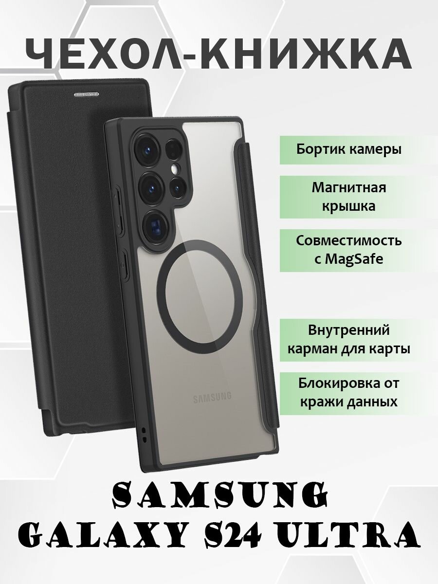 Чехол книжка Dux Ducis для Samsung Galaxy S24 Ultra, с MagSafe, черный