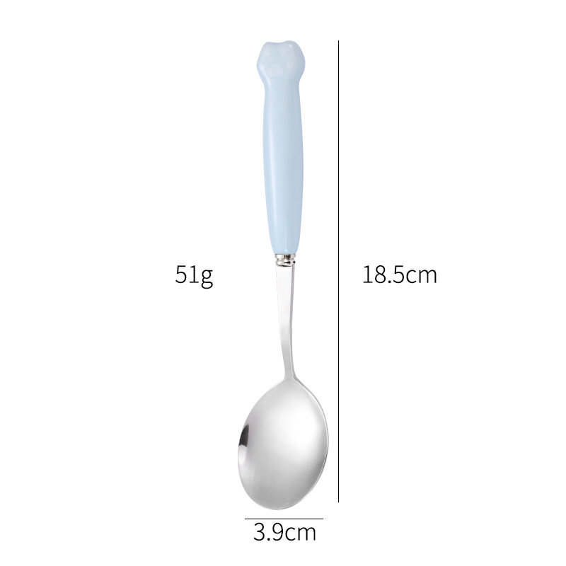 Мультяшная посуда из нержавеющей стали, ложка, вилка, креативная керамическая ручка, милая детская ложка, вилка,