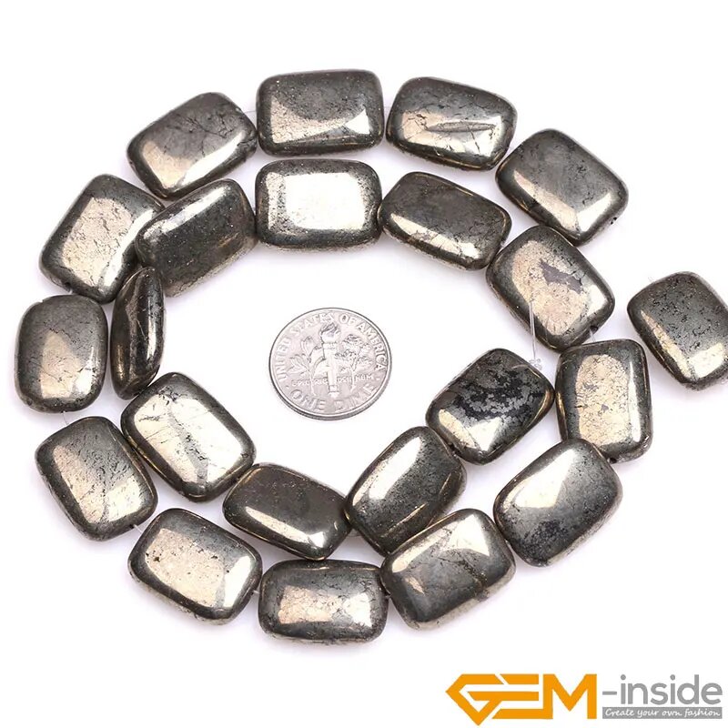 Пирит прямоугольные бусины GEM-inside 15 дюймов 13x18mm