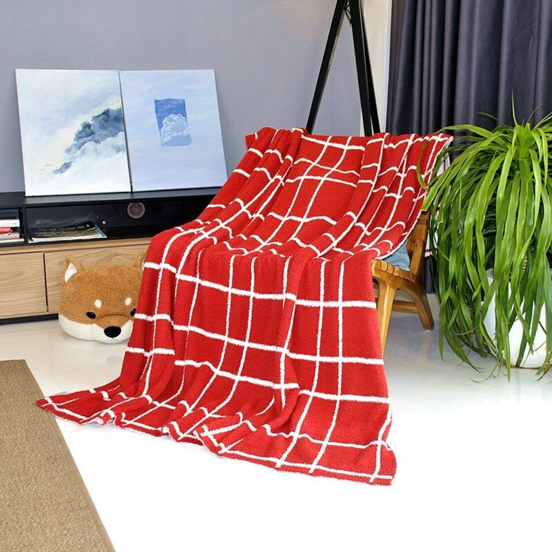 Одеяло "ins", красное, вязаное, толстое