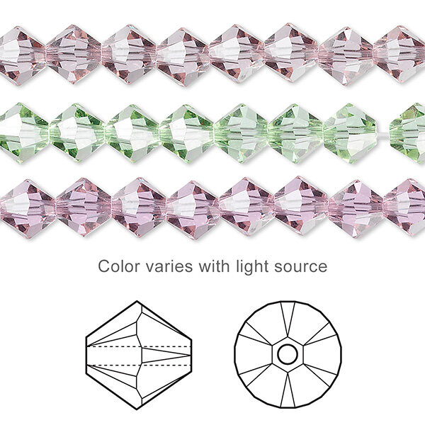 Бусина Swarovski, 6мм, Биконус (#5328), хамелеон Cantaloupe, 10 шт.