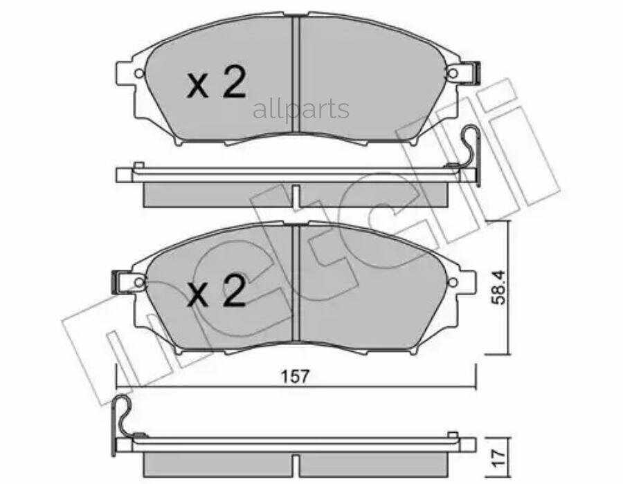 METELLI 2208190 колодки дисковые передние!\ Nissan Murano 3.5 4WD 05>