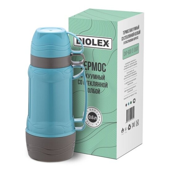 Термос Diolex пластиковый со стеклянной колбой 600 мл DXP-600-3BU, синий