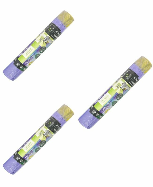 Optiline Мешки для мусора , с завязками, сиреневые, 60 л, 10 шт, 3 шт