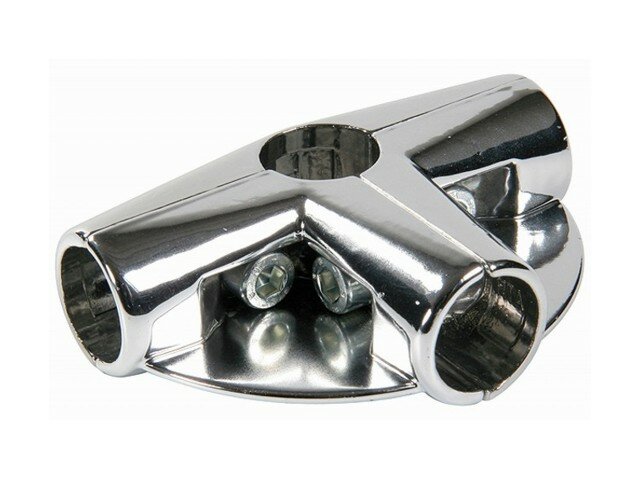 Тройной держатель для трубы 25 мм с двумя полкодержателями труб и полок на стену