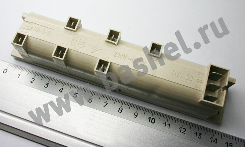 Блок розжига для газовых плит BR-1-6 0,6W, 230V, Т120 (6 свечей, одноискровой)