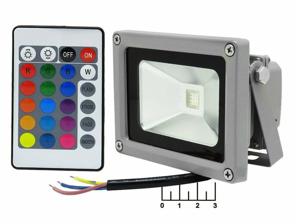 Прожектор светодиодный 220V 10W 1LED RGB PFL Jazzway + ПДУ IP65