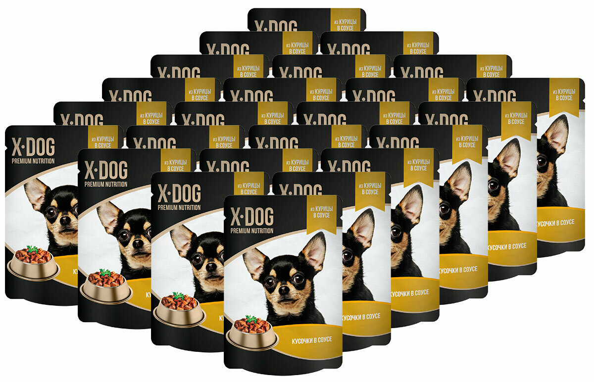 X-DOG для взрослых собак с курицей в соусе (85 гр х 24 шт)