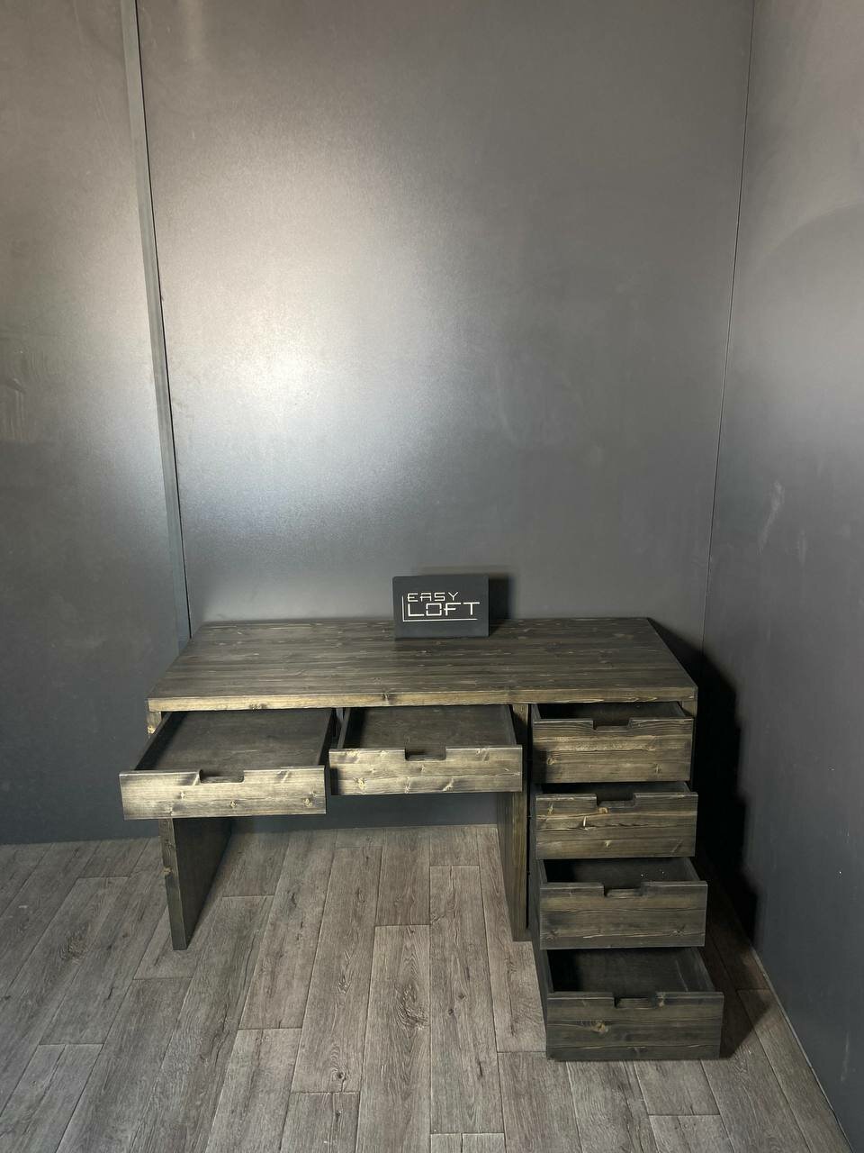 Стол "EasyLOFT" письменный с ящиками, массив хвойных пород, 150x60x80см, эбен