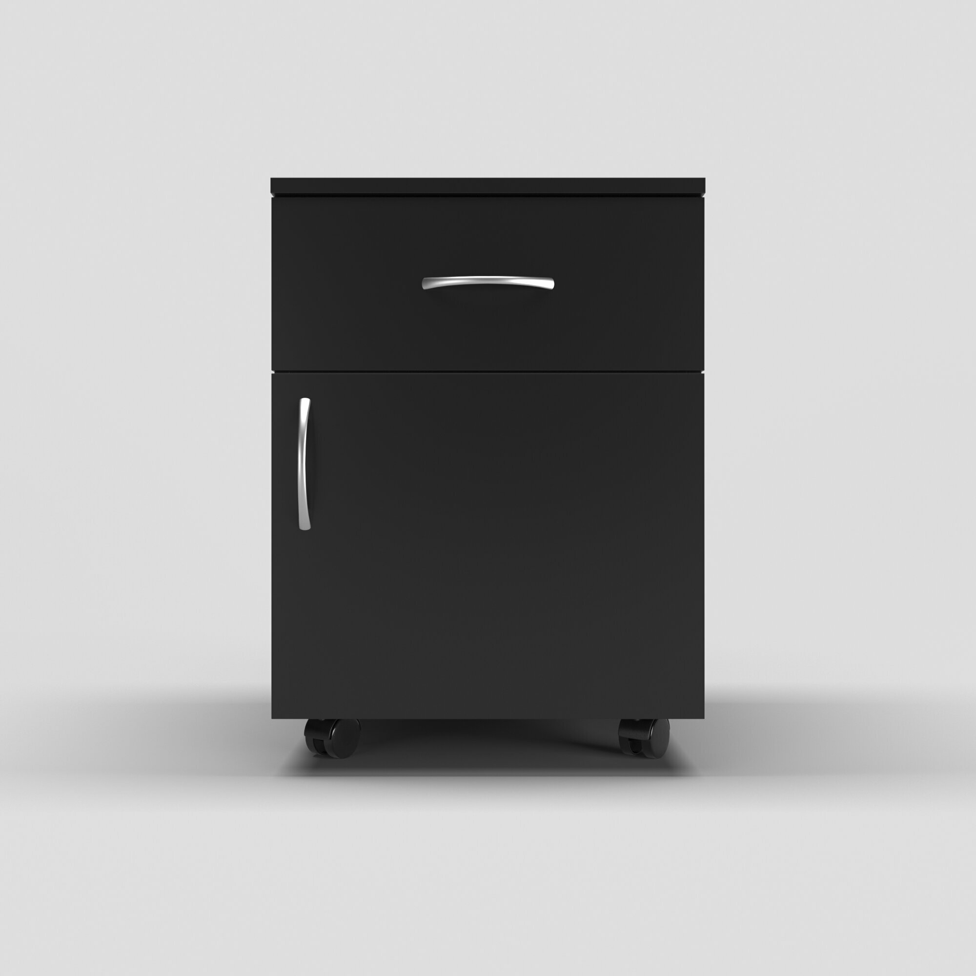 Тумба с дверцей чёрная, без замка