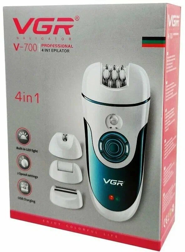 Эпиляторы женские/эпилятор/4 в 1/Электробритва женская/Женский триммер/Пемза для ног Эпилятор (4 в 1) V-700