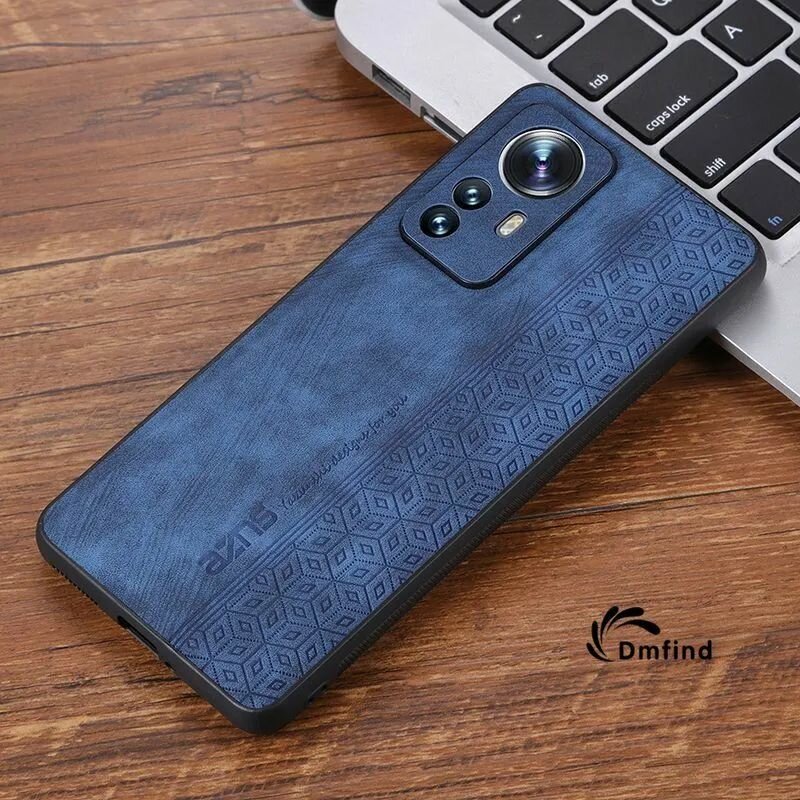 Чехол на Xiaomi 12 Lite с принтом на Сяоми 12 лайт, Ксиоми 12 лайт защитная кожаная накладка с узором (темно-синий)