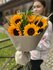 Букет подсолнухов Le Bouquet, 5 штук, высота 60см, с зеленью, жел...