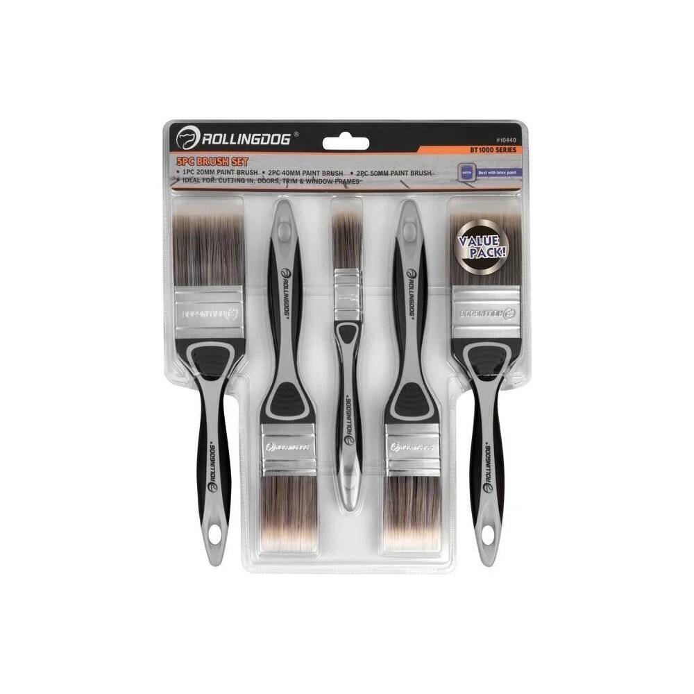 Набор кистей ROLLINGDOG BT1000 20/40/40/50/50 мм, полиэстер, серия Professional 10440, кисти с искусственной щетиной