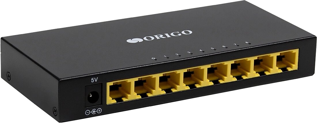 Коммутатор Origo OS1208/A1A черный, неуправляемый, 8port