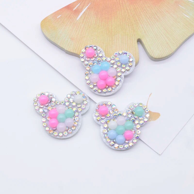 30 шт. 25*22 мм мягкие нашивки на голову мыши со стразами для одежды «сделай сам», шляпа, шитье, головные уборы, заколки для волос, декор, аппликации, аксессуары