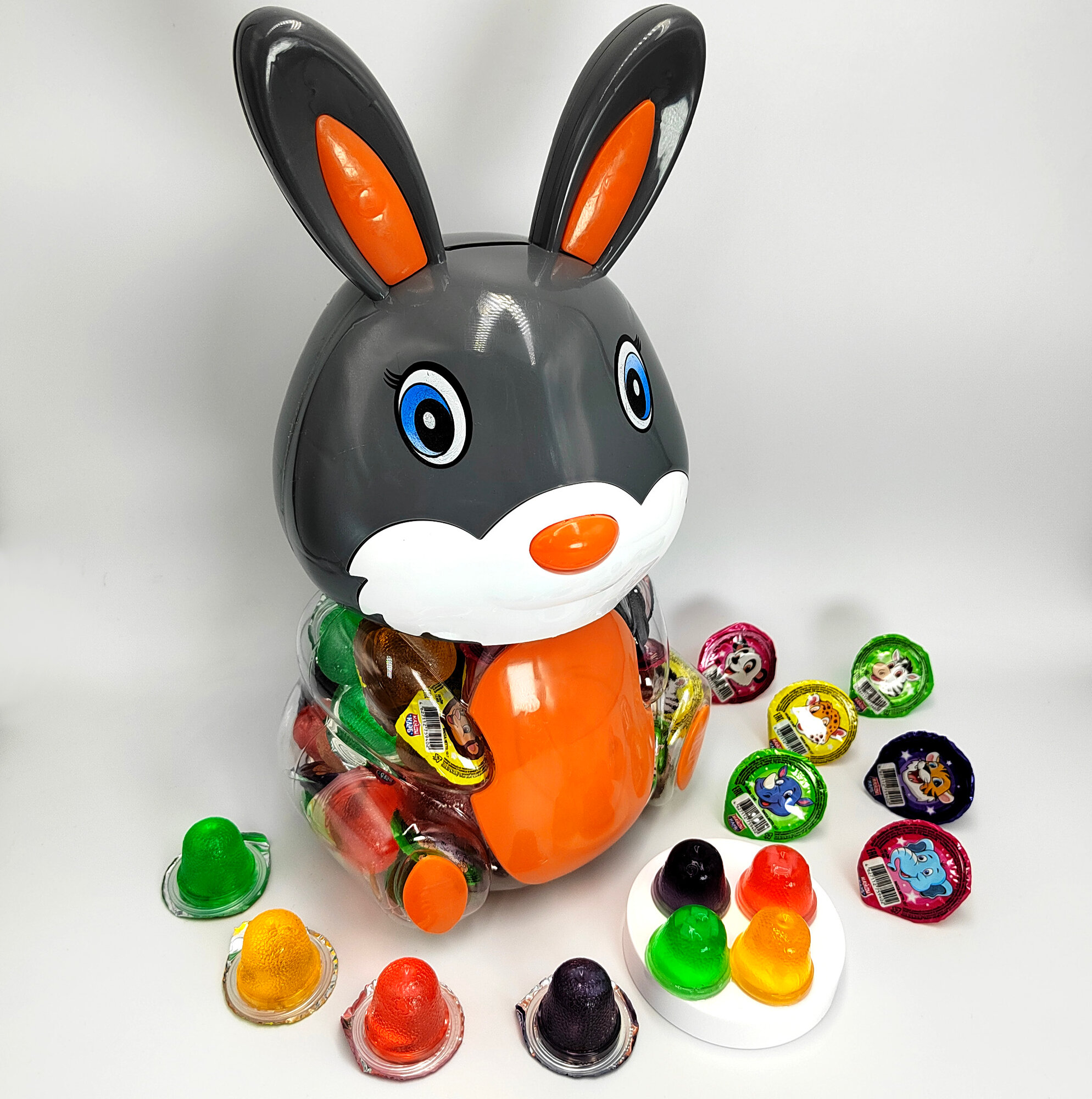 Желе десерт кролик (банка 100шт по 13гр) желейные конфеты Канди Клаб. Набор микс вкус яблоко, апельсин, клубника, виноград, манго, персик. Сладости в подарок на праздник, день рождения, Новый год