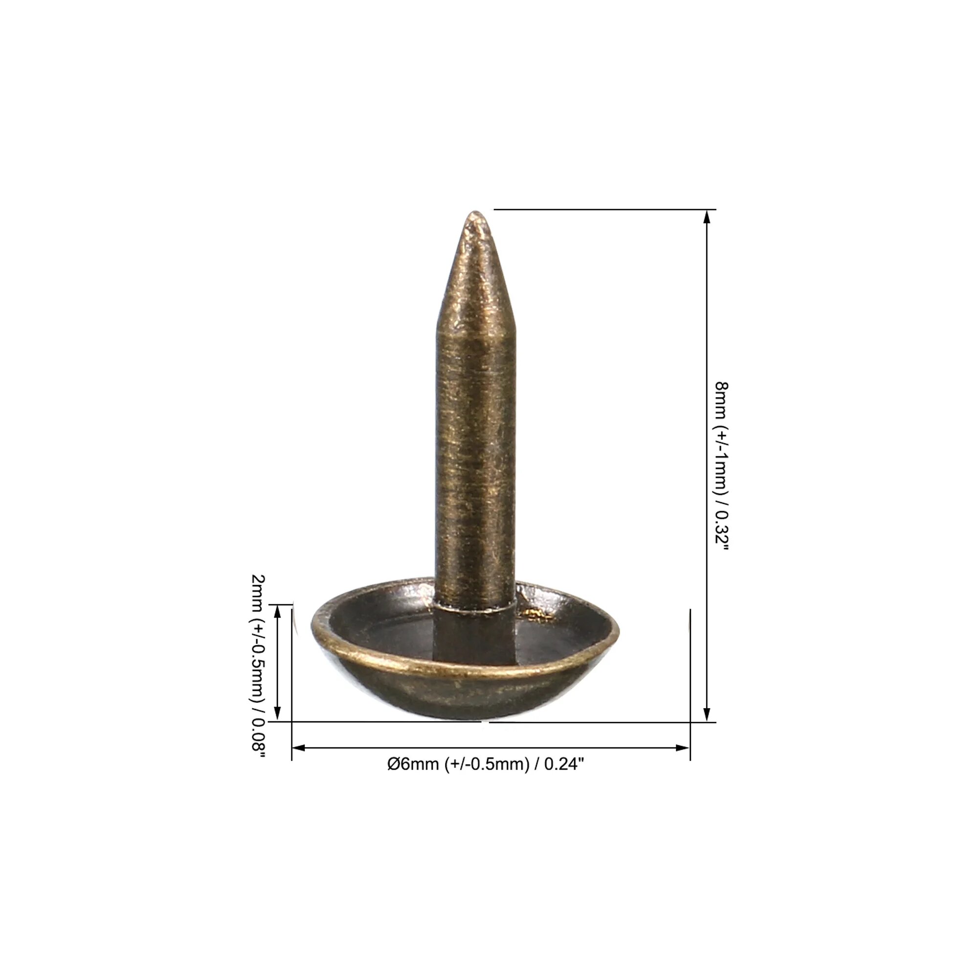 Декоративные гвоздики для мебели, бронзовые, 6mm x 8mm