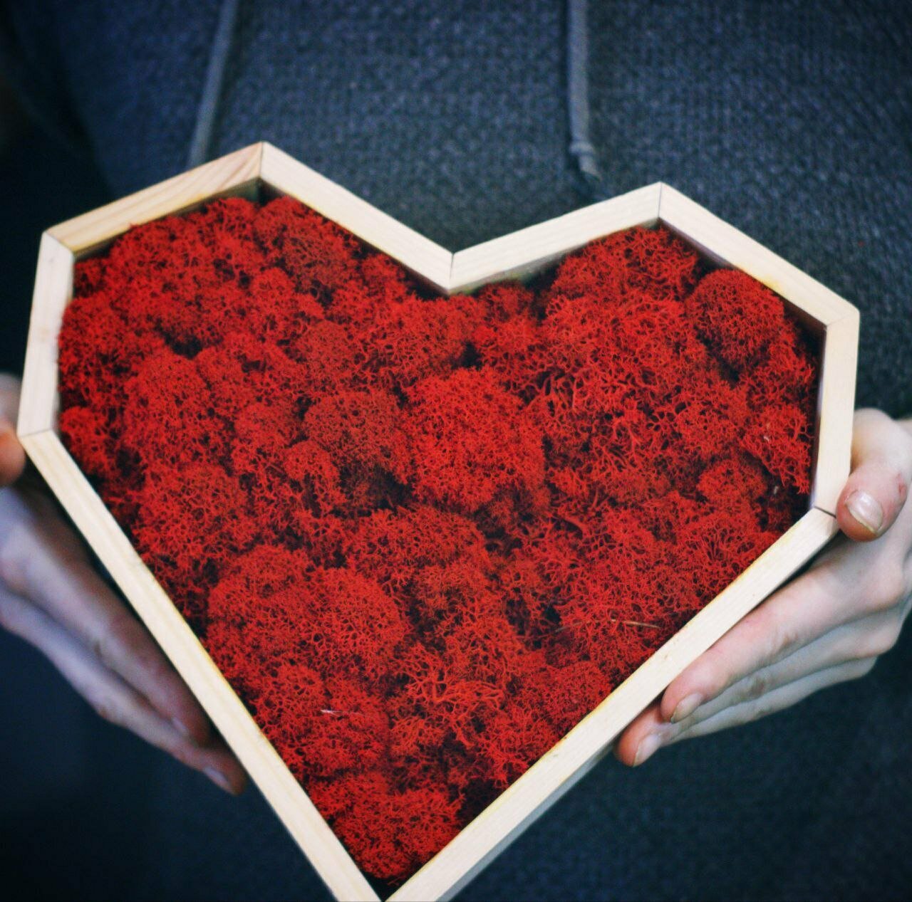 Сердце из красного мха, подарок на 8 марта, для девушки, для жены, для мамы, для любимой, для тёщи, для нее