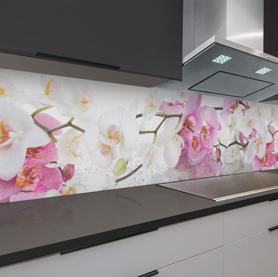 Кухонный фартук ветка орхидеи 3000х600х1.5 мм АВС-пластик с УФ-печатью