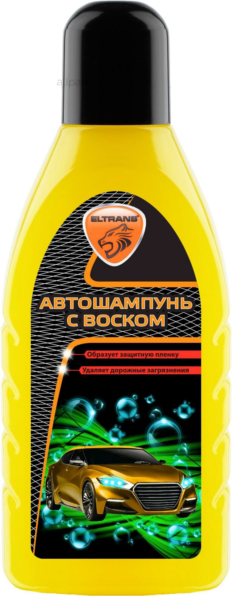 ELTRANS EL-0103.01 Шампунь автомобильный 500мл - для удаления стойких загрязнений с лакокрасочного покрытия, стекол, пластиковых и резиновых деталей авто, с карнаубским воском, расход 1:20