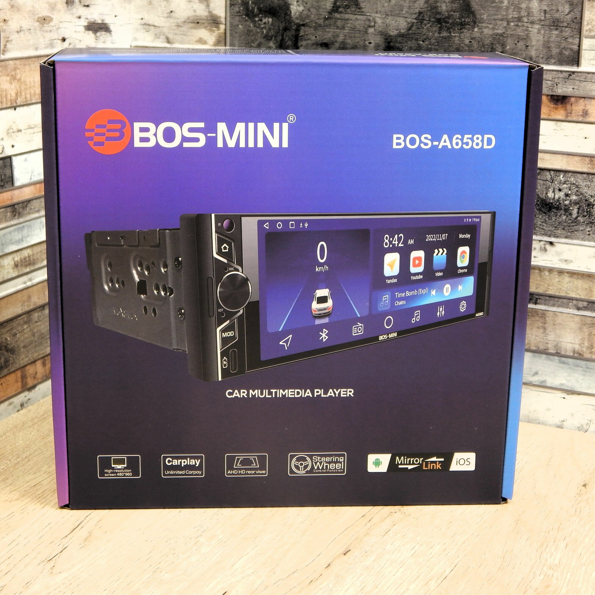Автомагнитола BOS-MINI Bos- A658D, Android 12.0, 2gb/32gb, 1 DIN, GPS, WI-FI, BT, дополнительный выход на микрофон.