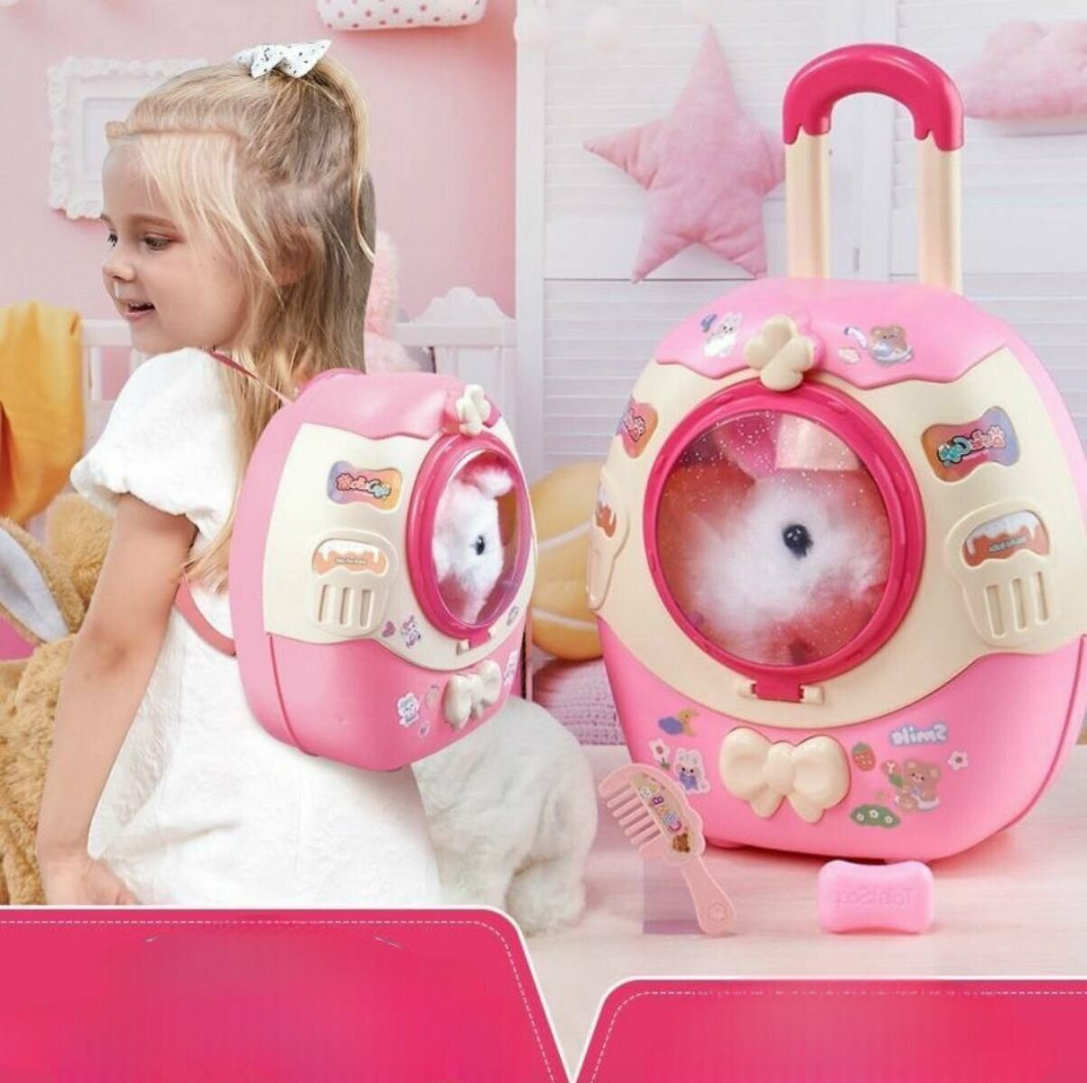 Домашний питомец в рюкзаке интерактивная игрушка игрушка детская кролик зайчик