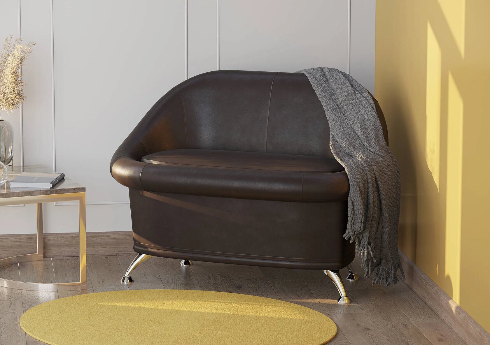 Диван Орион с нишей под сиденьем, искусственная кожа, цвет коричневый размер ШхГхВ 110х70х80 см