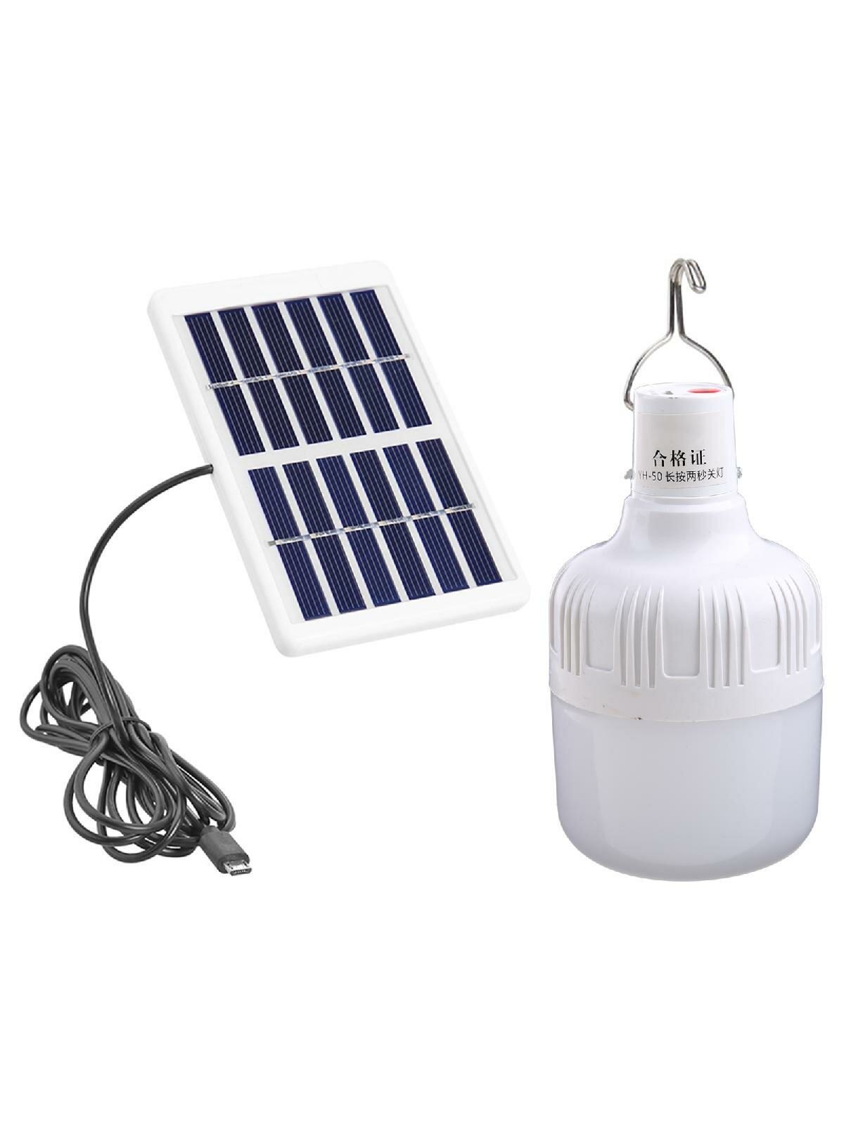 Portable 80W/50W LED Solar Light 3 Modes Adjustable USB Charging Emergency Lamp Bulb for Outdoor Garden Camping Tent