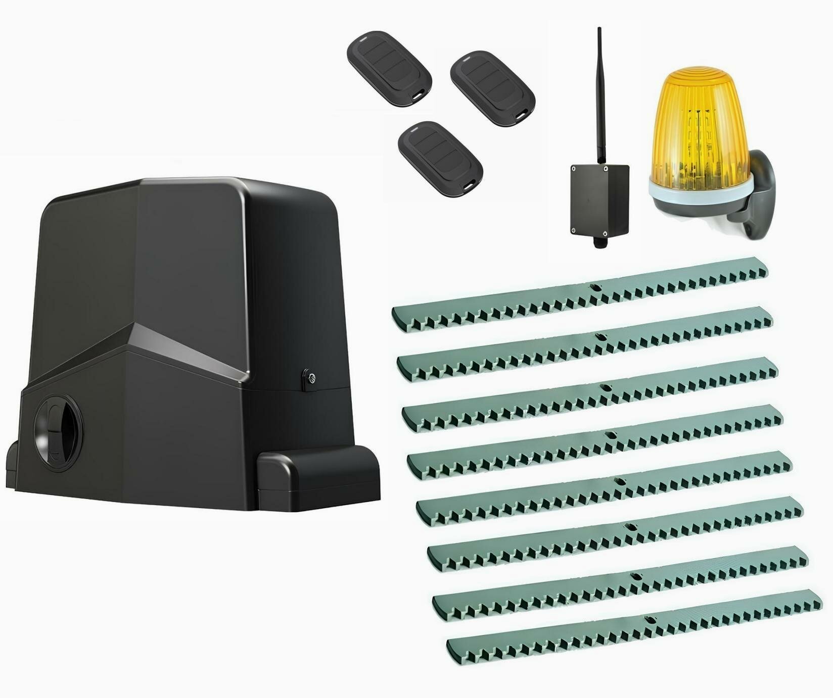 Автоматика для откатных ворот ARW-1000MKIT L8-BT-Т3, комплект: привод, сигнальная лампа, 3 пульта, 8 реек, Bluetooth-модуль