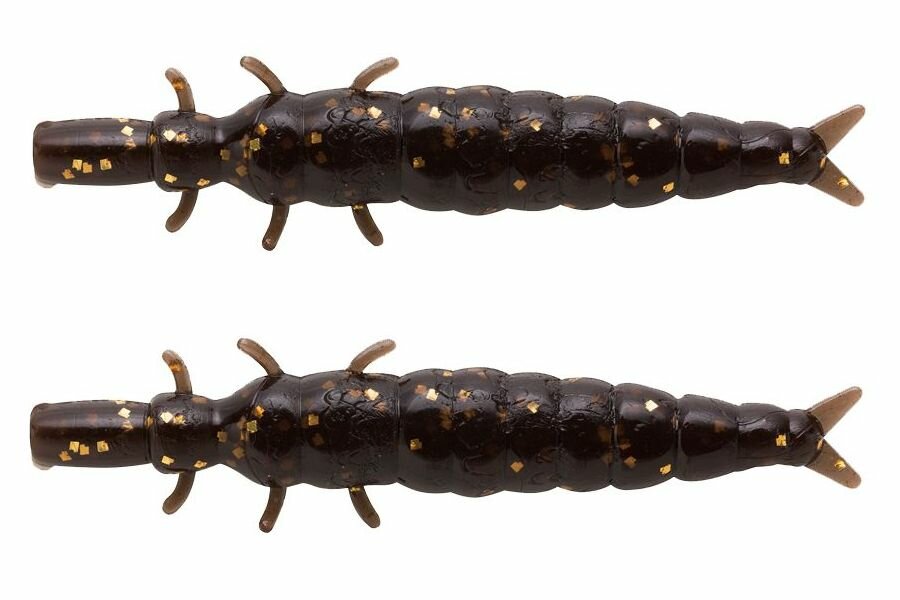 NIKKO Приманка Caddisfly Larvae #Brown Gold Glitter, L 38 мм, 5 шт/уп, 2 уп