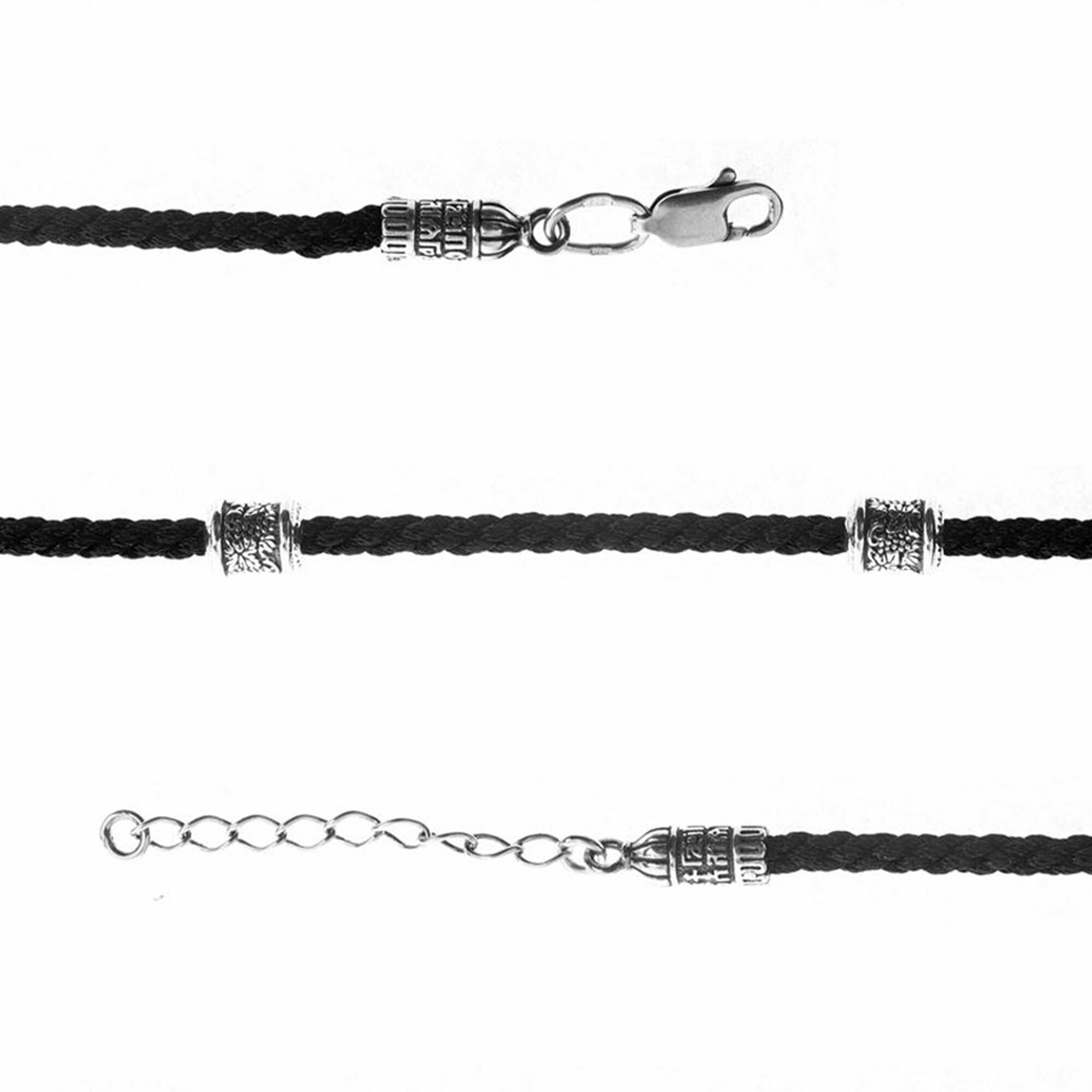 Браслет-нить, серебро, 925 проба, родирование