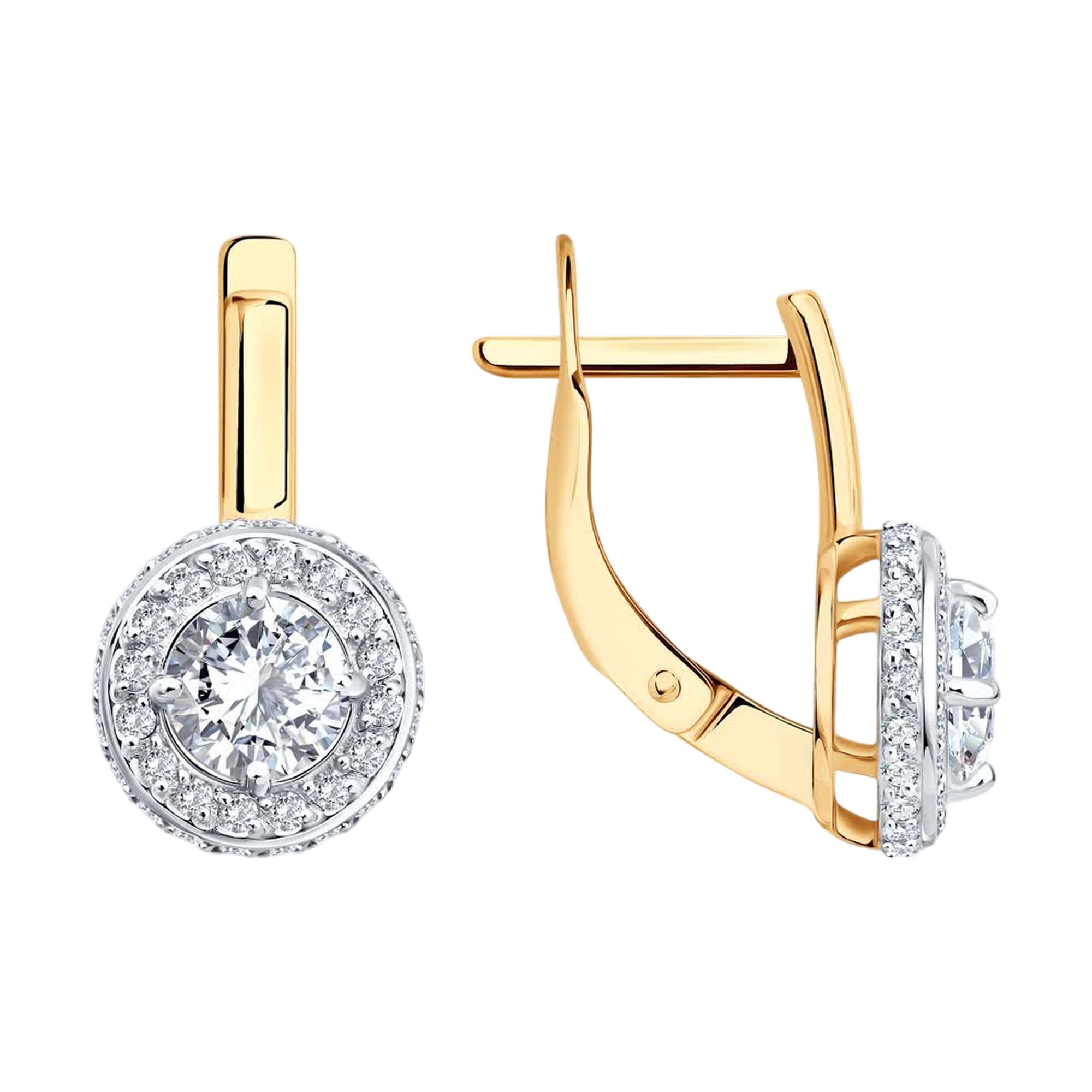 Серьги Diamant online, красное золото, 585 проба, фианит