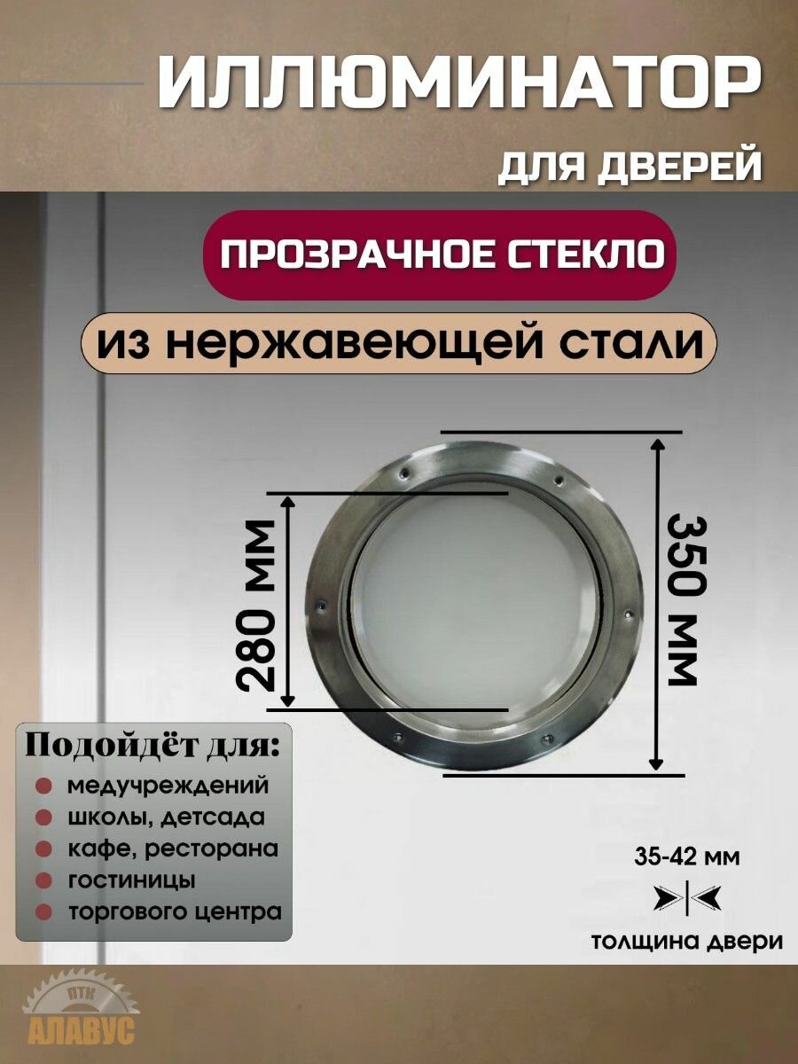 Иллюминатор для межкомнатных дверей, прозрачное стекло