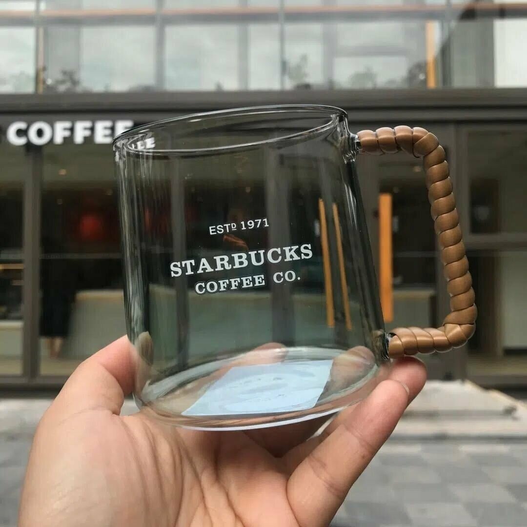 Starbucks Корейская летняя стеклянная чашка из ротанга, 473 мл