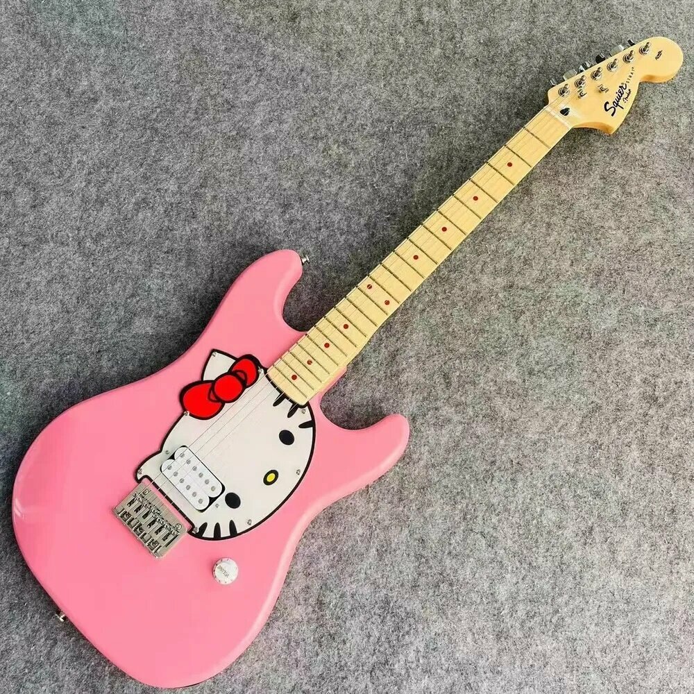 Электрогитара FantaSQ Розовая электрогитара Hello Kitty Персональное коллекционное издание 6-струнная, корпус Махагони 39"