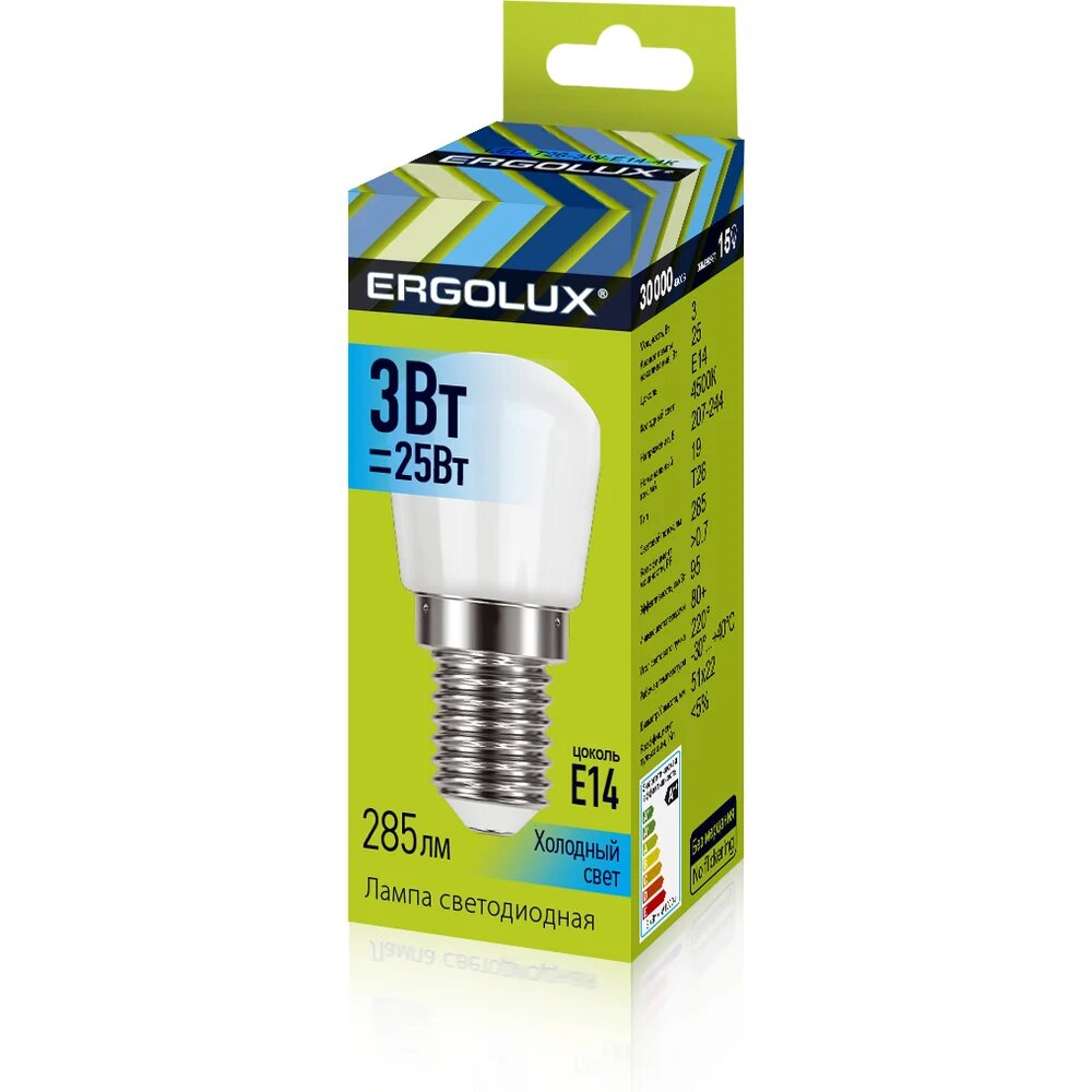 Светодиодная лампа Ergolux LED-T26-3W-E14-4К Т26 3Вт Е14 4500К 220-240В 14542