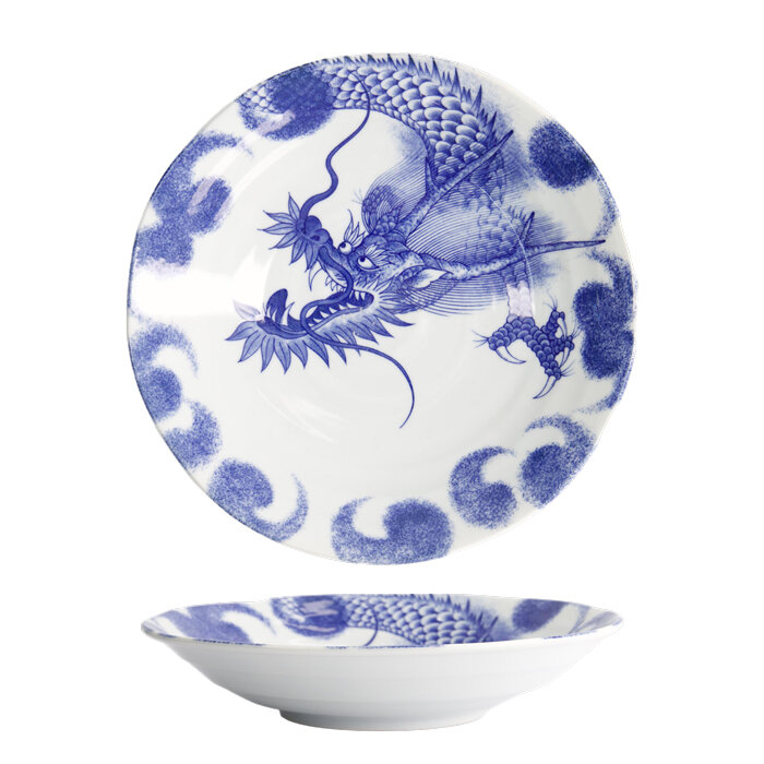 Тарелка глубокая Dragon 25 см, цвет белый + синий, фарфор, Tokyo Design, Япония, TD16111