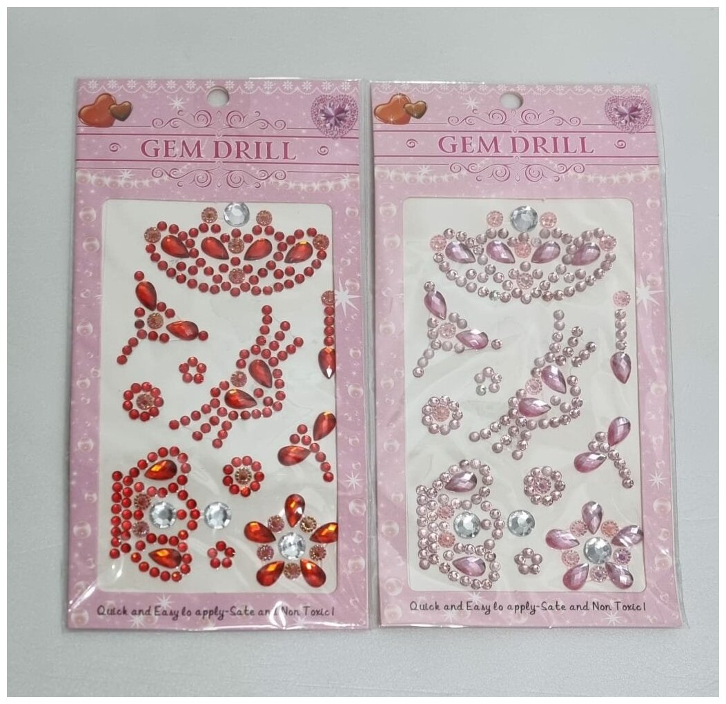 Товары для творчества Наклейки акриловые. Стразы номер 1. Набор 2 шт.