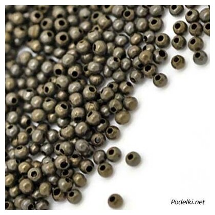 Металлические зажимные бусины Кримпы 0007605 бронзовый цвет 2 мм, цена за 2 г.