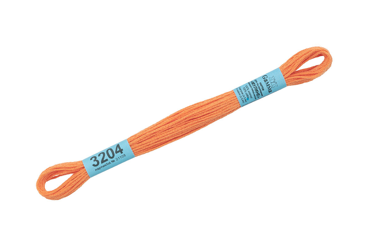 Мулине GAMMA нитки для вышивания 8м. 3204 бледно-бледно-оранжевый, 1 шт.