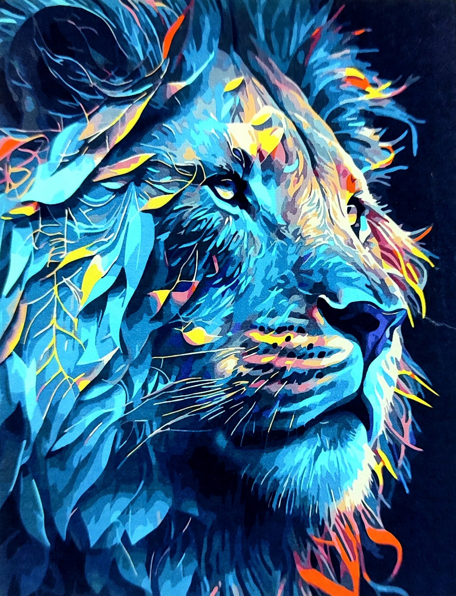 Картина по номерам 40х50 Paintboy неоновый Лев в стили поп-арт, царь зверей, король, абстракция, животные, хищник