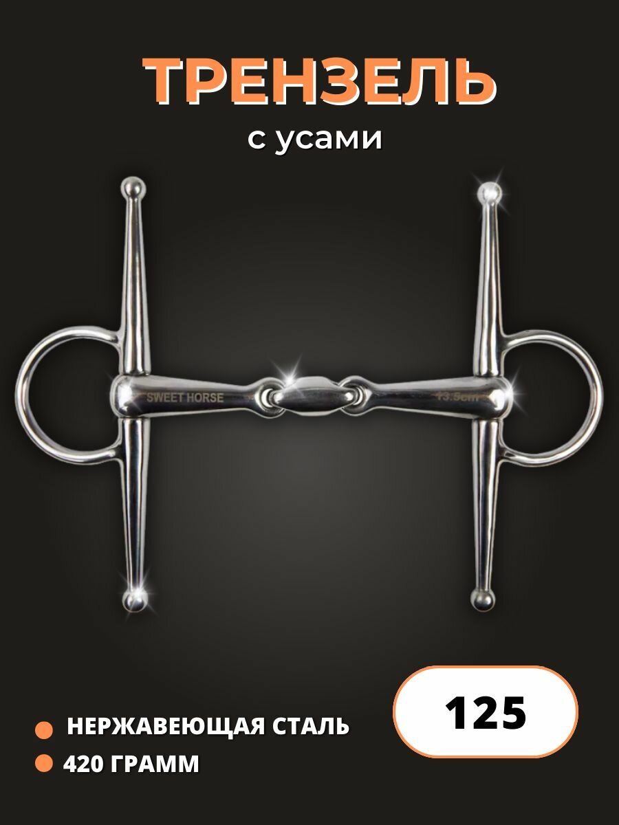 Sweet Horse/Трензель с усами для лошади, нержавеющая сталь, 125