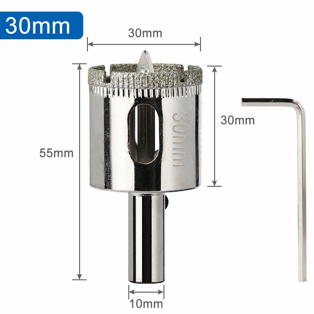 Коронка алмазная XCAN 30мм по стеклу и керамике с центрирующим сверлом