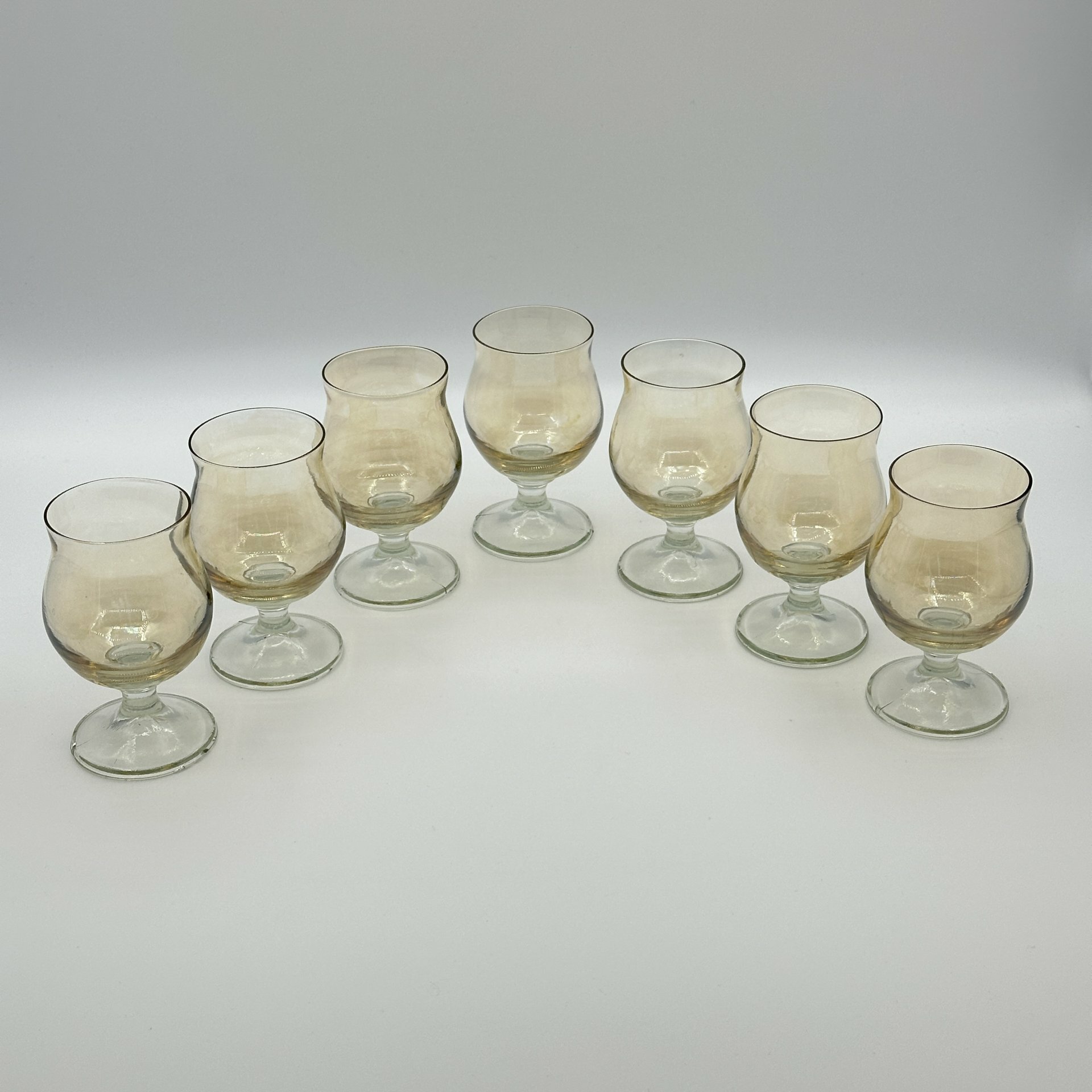 Набор из семи рюмок жёлтого оттенка, стекло, СССР, 1960-1990 гг.