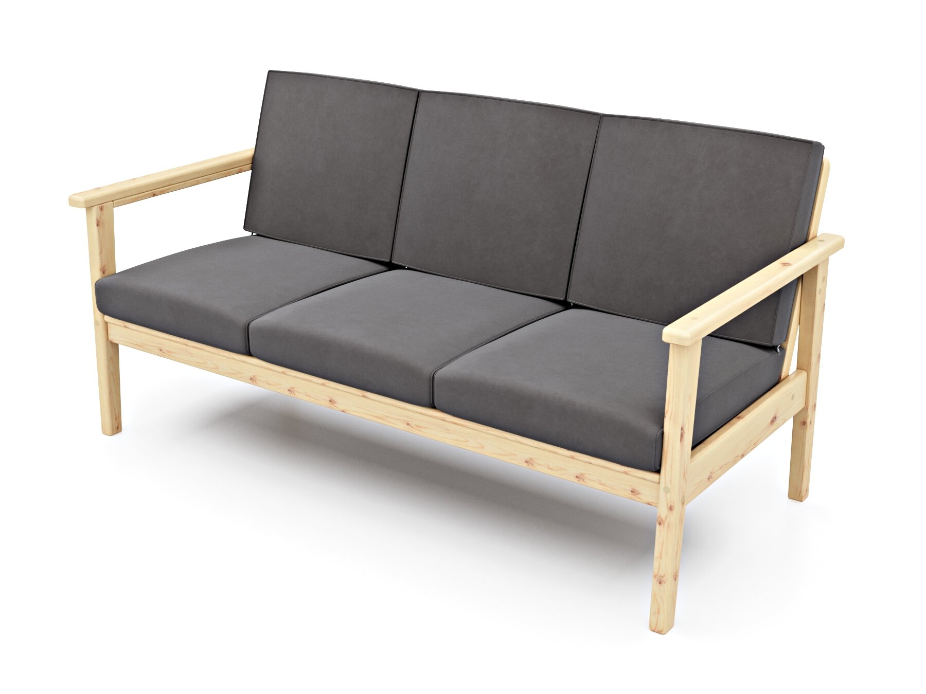 Диван прямой кушетка Arsko Лориан-Б, серый-сосна, велюр, трехместный, деревянный, в гостиную, в прихожую, на балкон, на ножках