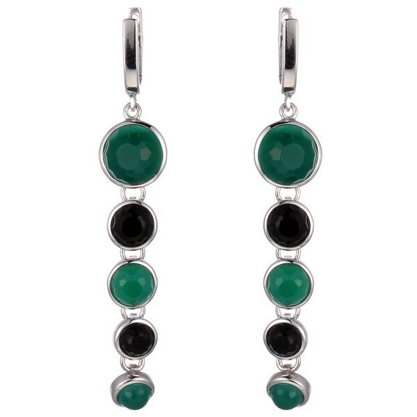 Серьги, серебро, 925 проба, оникс, агат