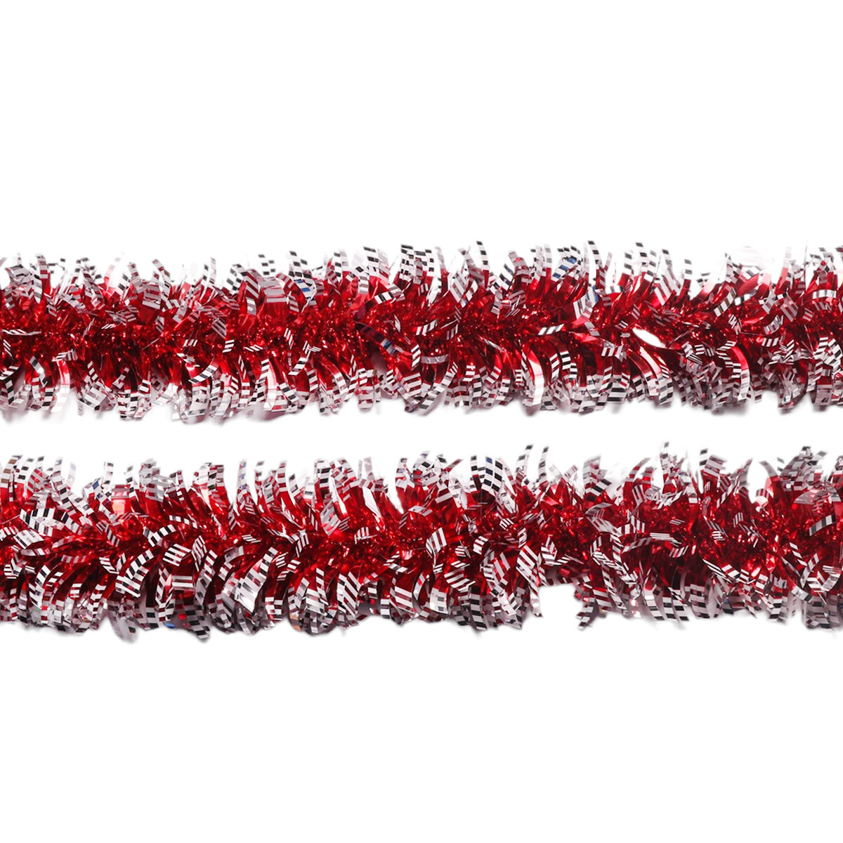 Мишура, с белой кромкой, размер: 8 x 200 сантиметров, цвет: красный