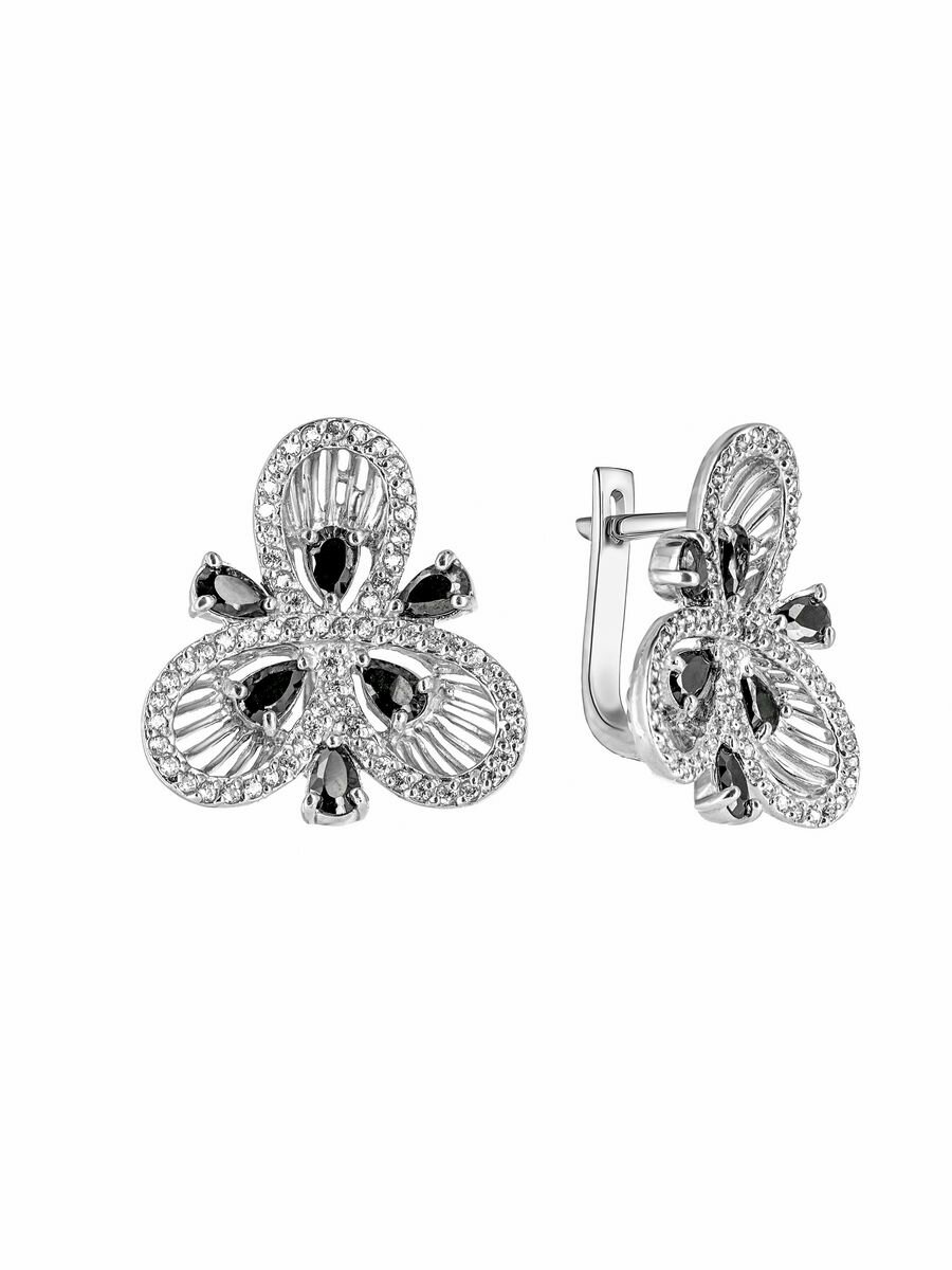 Серьги, серебро, 925 проба, родирование, фианит