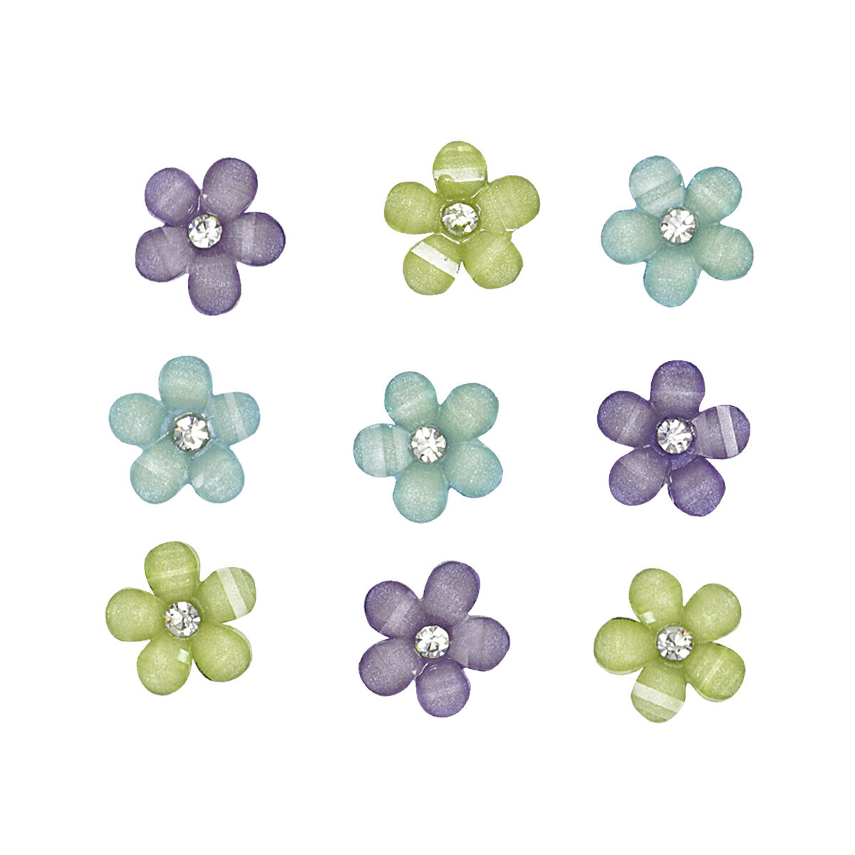 5955 Кабошон для декора подарков 'Цветок', 9 шт, разноцветные, Dress it up